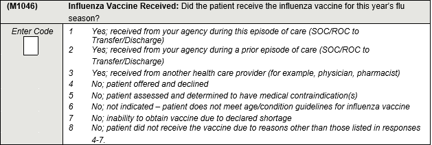 Guidance for OASIS M1041/6 Flu Vaccine