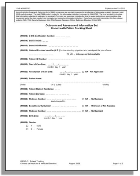 OASIS-E Draft Start of Care
