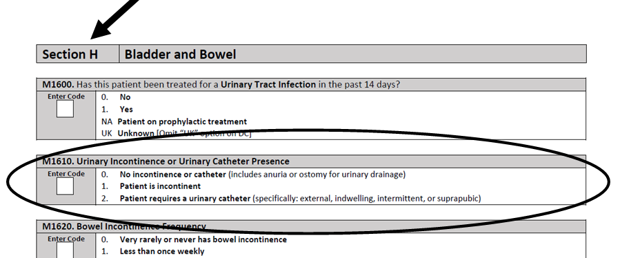 OASIS E - M1610 Urinary Incontinence/Catheter Presence